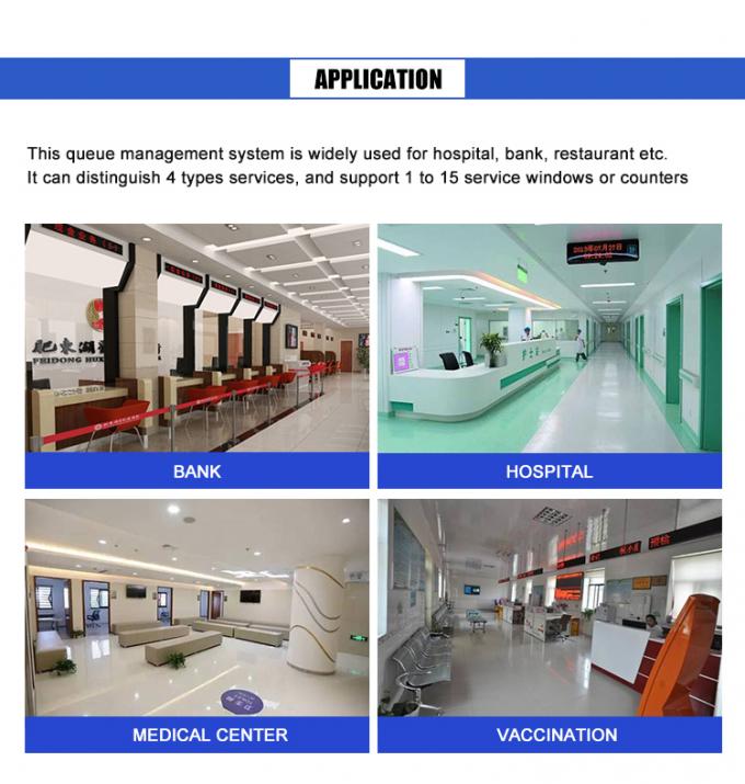 Hospital 4 Service Push Button Queue Wireless Calling System